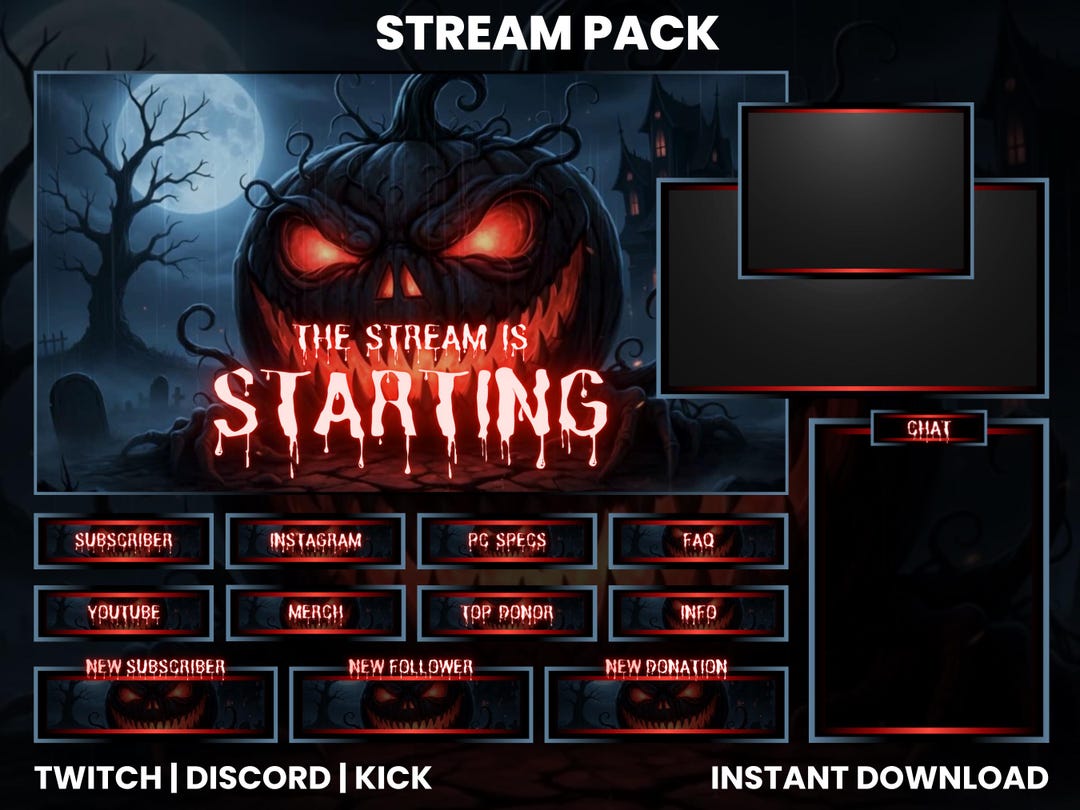 Spooky Halloween Stream Pack | Animated Twitch Overlay, OBS, Streamlabs ...
