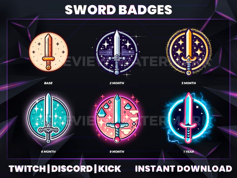 Sword Twitch Sub Badges Twitch Kick Discord Sub Badges Bit Badges Sword ...