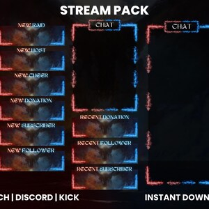 Ice & Fire Twitch Stream Pack Twitch Screen Overlays Animated Webcam ...