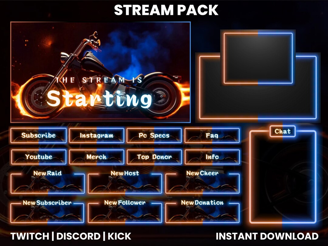 Neon Flame Overlay | OBS Streamlabs Kick Graphics | Animated Screens ...