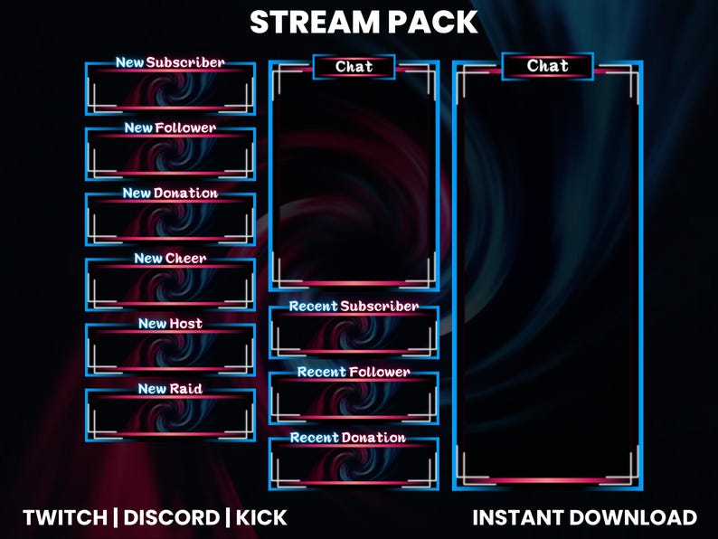 Red Blue Twitch Stream Pack | Animated Screens | Twitch Screen Overlay ...