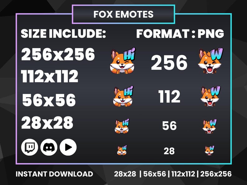 Fox Emotes Bundle for Twitch Discord Kick | 16 Cute Stream Emotes ...
