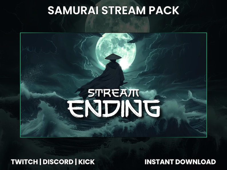 Samurai Moonlight Animated Twitch Stream Pack | Webcam Overlay | Twitch ...