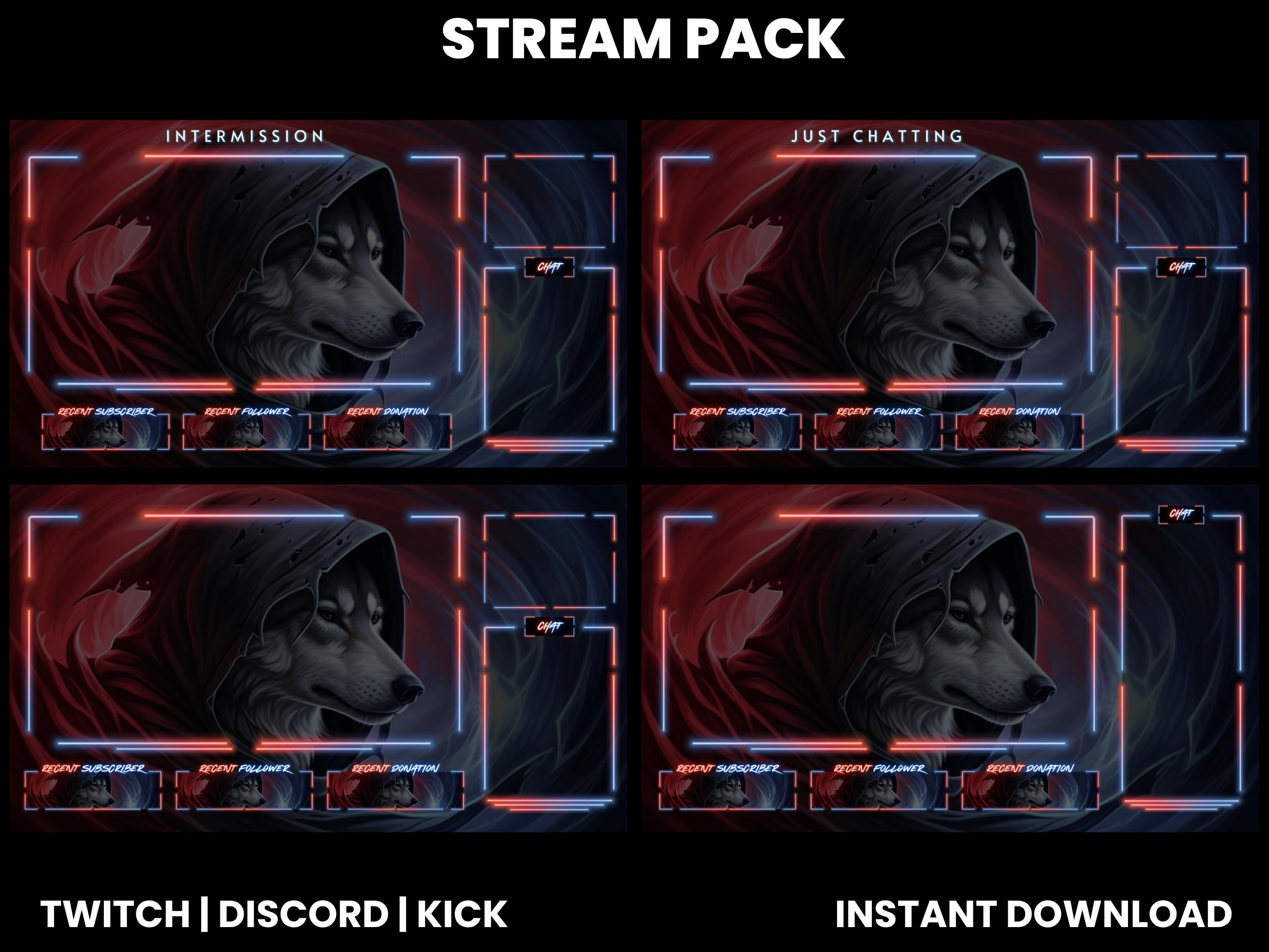 Cyber Wolf Stream Pack | Animated Twitch Overlay, OBS, Streamlabs ...