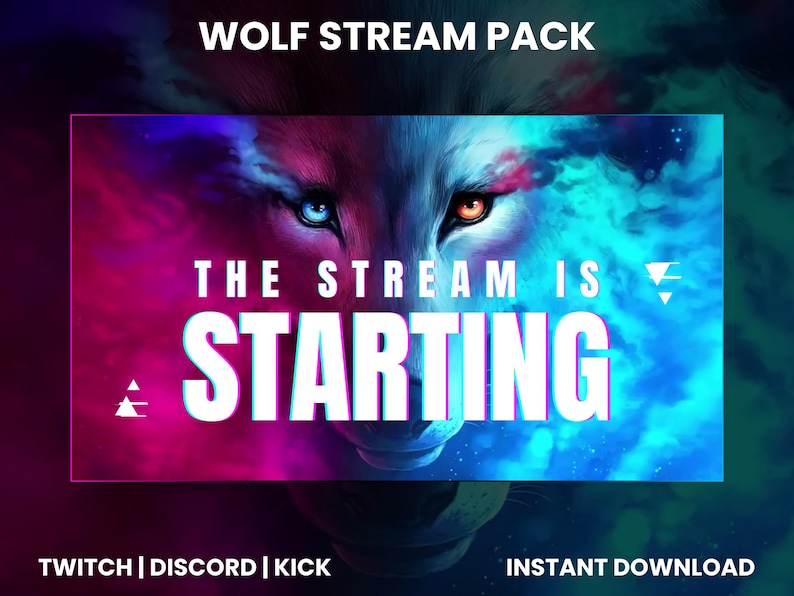 Wolf Twitch Stream Pack With Animated Screens, Panels, Sub Badges, and ...