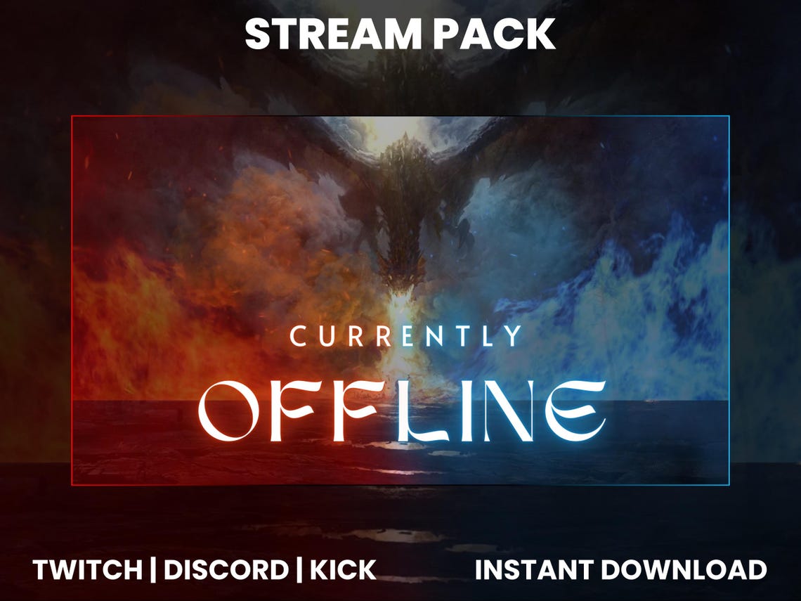 Ice & Fire Twitch Stream Pack Twitch Screen Overlays Animated Webcam ...