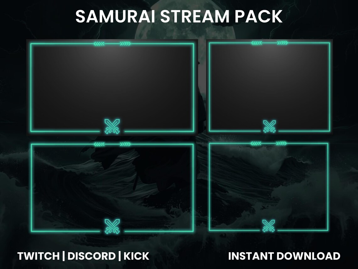 Samurai Moonlight Animated Twitch Stream Pack | Webcam Overlay | Twitch ...