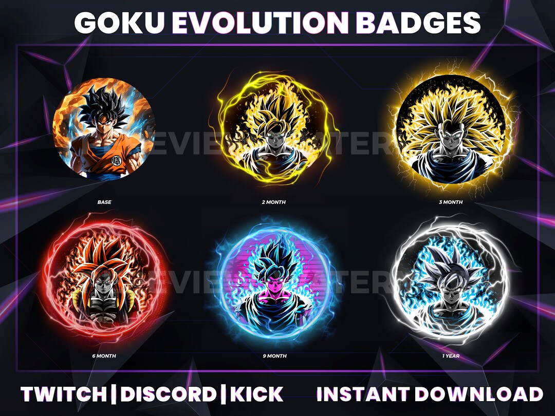 Super Saiyan Goku Evolution Sub Badges Twitch Sub Badges Twitch Bit ...