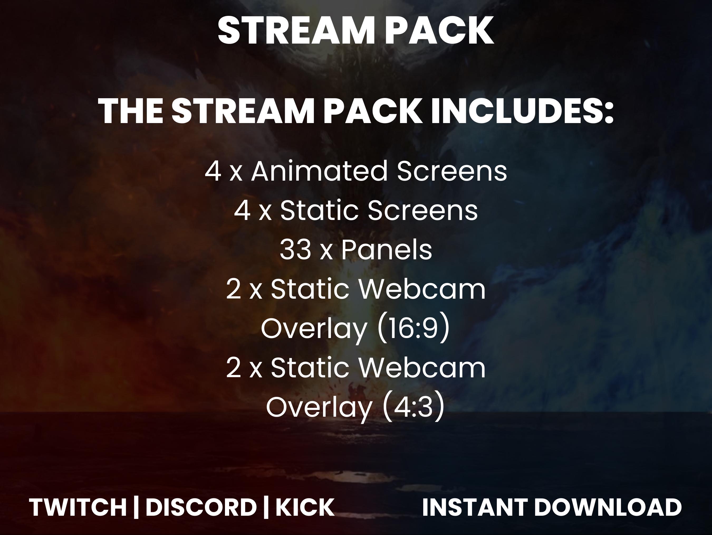 Ice & Fire Twitch Stream Pack Twitch Screen Overlays Animated Webcam ...