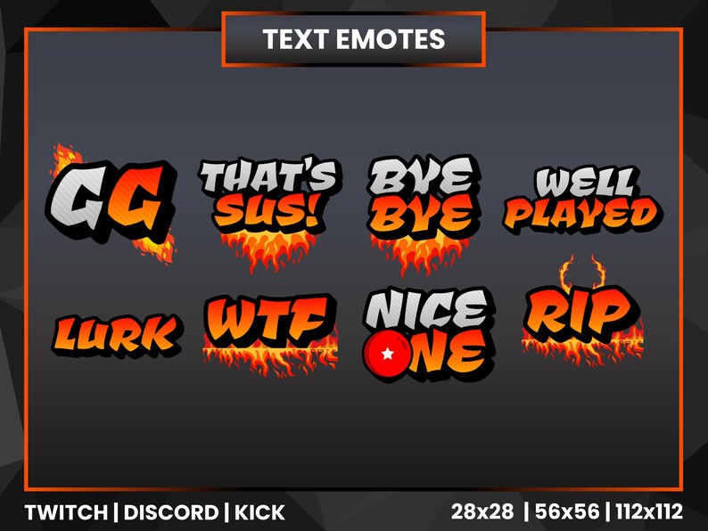 16 X Text Emotes | Twitch Emotes | Fire Text Emotes | Fire Ball Text ...