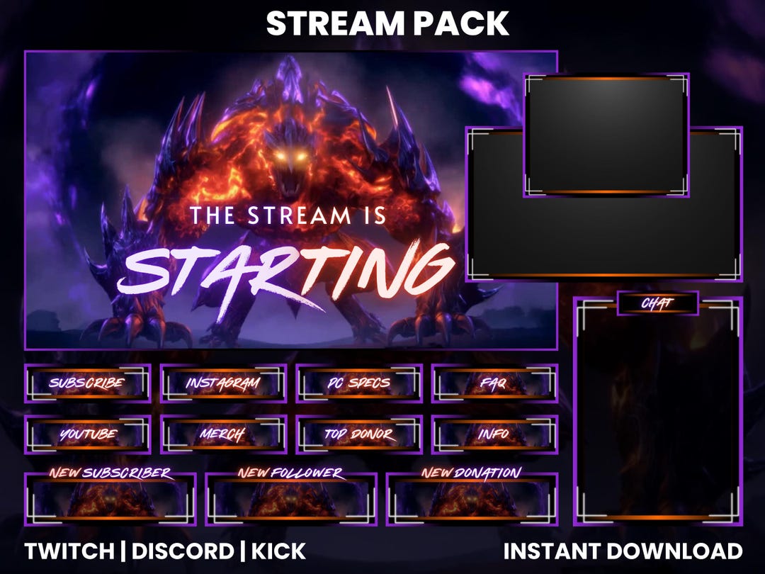Dark Fire Demon Stream Pack for Twitch, OBS & Streamlabs | Animated and ...