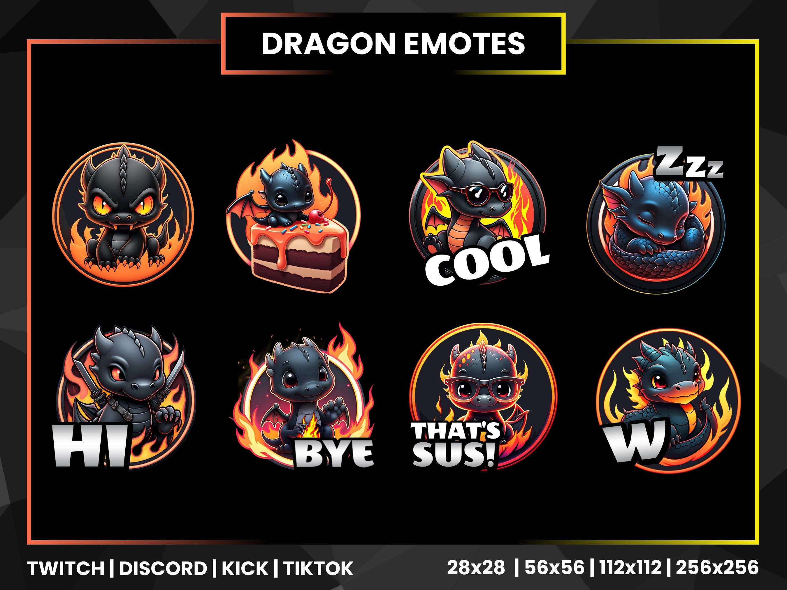 16 X Dragon Emotes | Twitch Emotes | Black Dragon Emotes | Baby Dragon ...