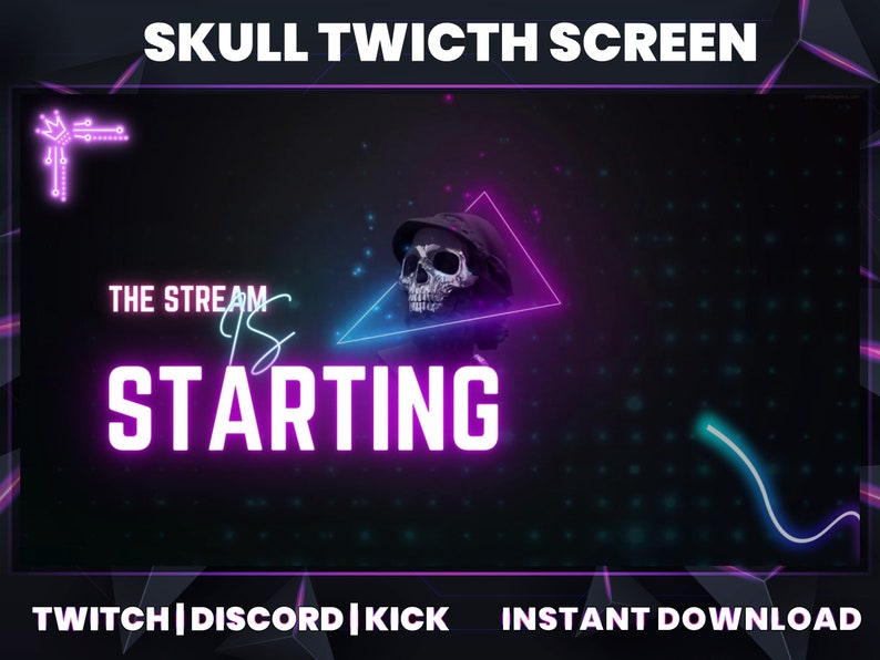 Neon Skull Twitch Stream Pack Animated Screen Animated Overlay Twitch ...