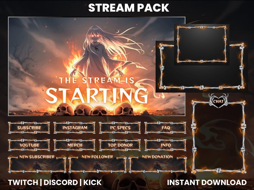 Ghost Flame Stream Pack | Animated Twitch Overlay, OBS, Streamlabs ...