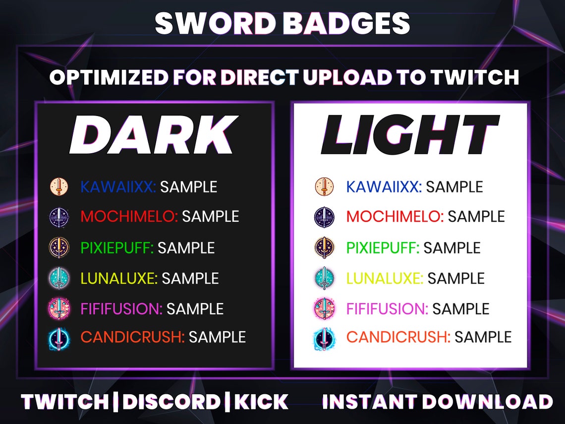 Sword Twitch Sub Badges Twitch Kick Discord Sub Badges Bit Badges Sword ...