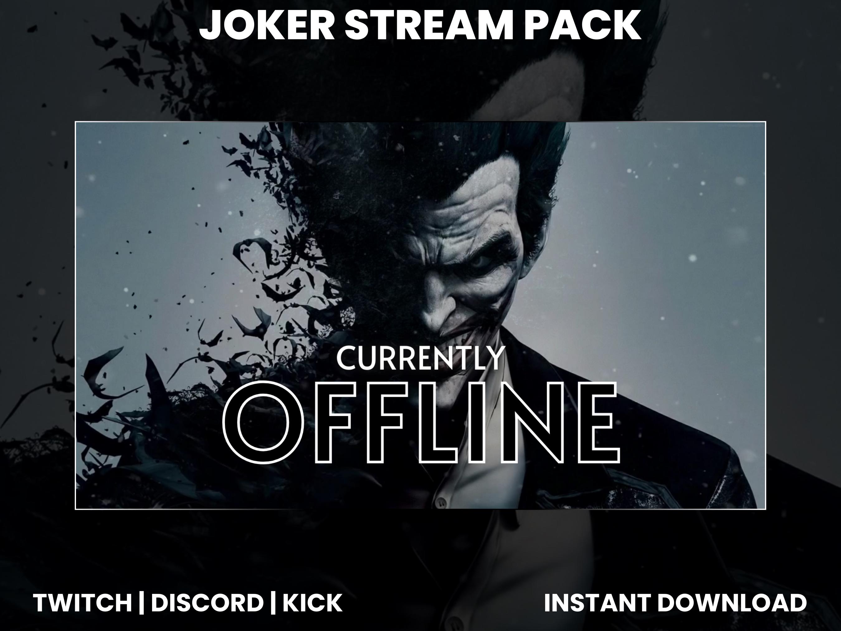 Joker Twitch Stream Pack | Twitch Screen Overlays | Animated Webcam ...