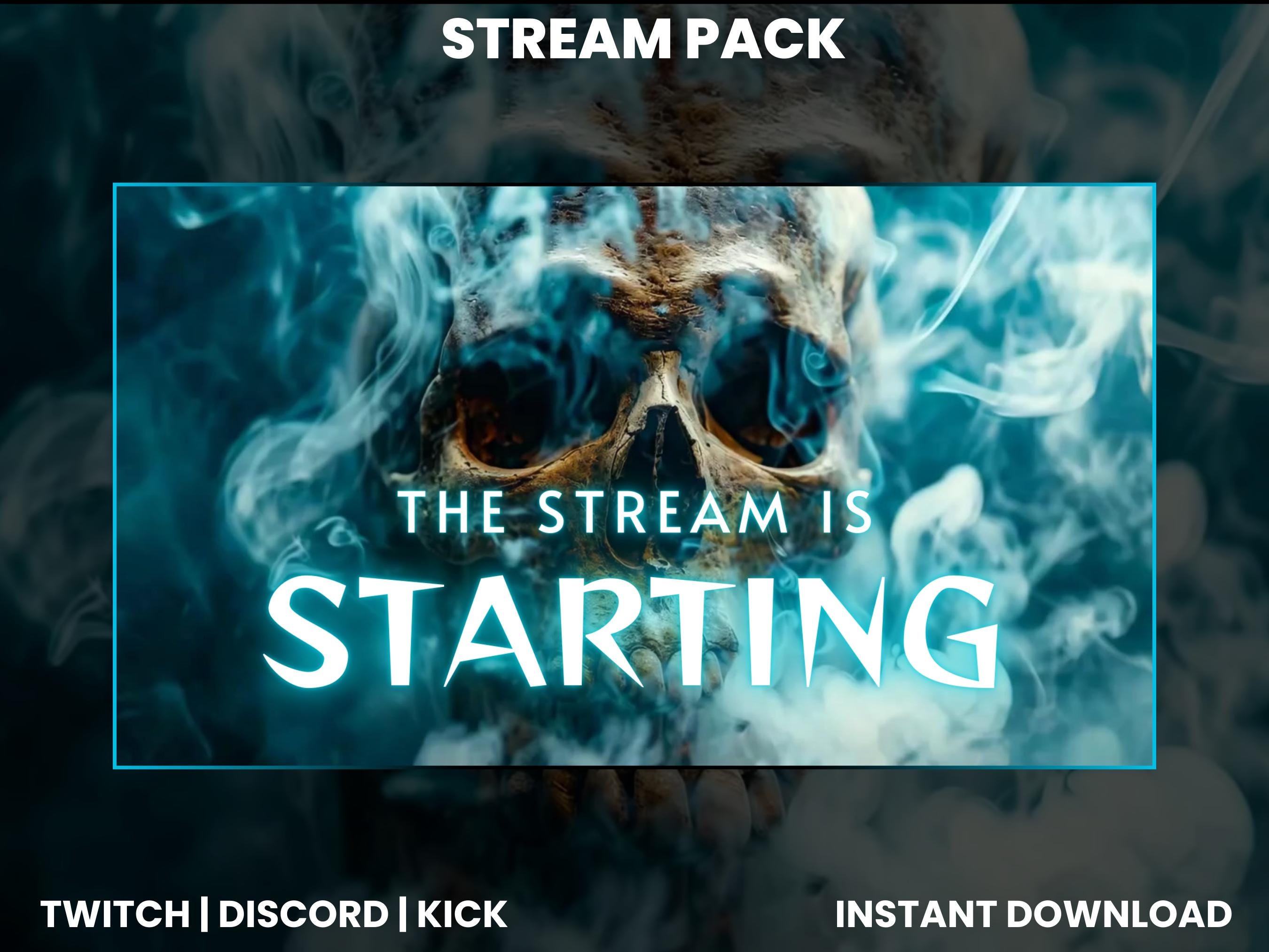 Blue Smoke Skull Twitch Stream Pack | Twitch Overlay | Animated Screens ...