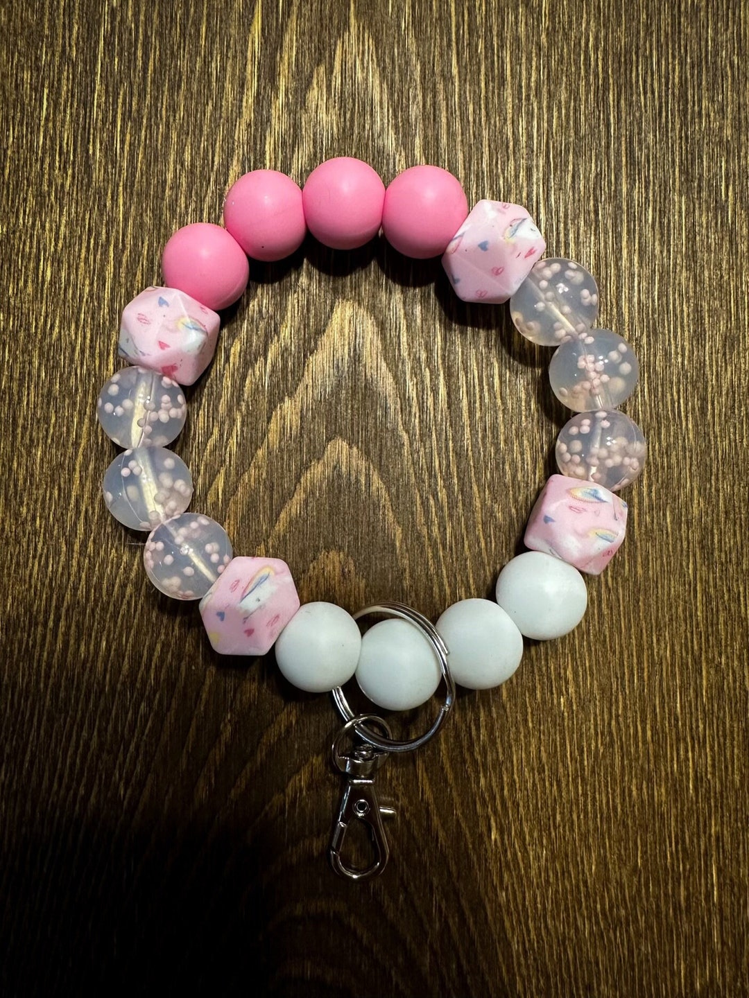 Unicorn Wristlet/bangle Keychain/bracelet Keychain/silicone Beads ...