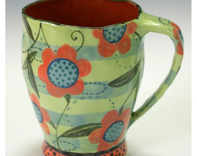 Striped Cup With Patchwork Flower. - Etsy