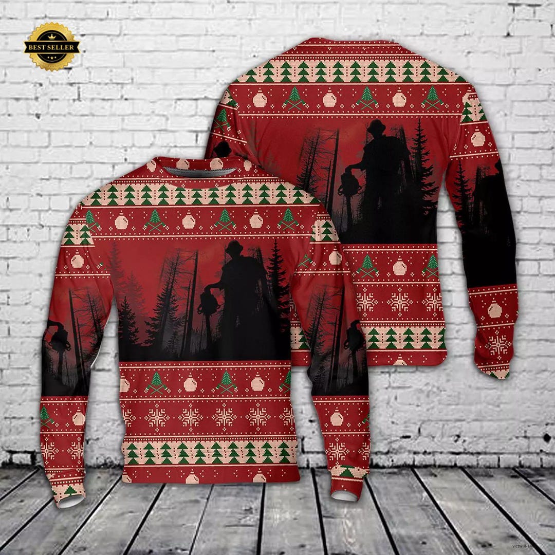 Christmas Chainsaw Lumberjack 3D Sweatshirt Ugly Christmas Sweater ...