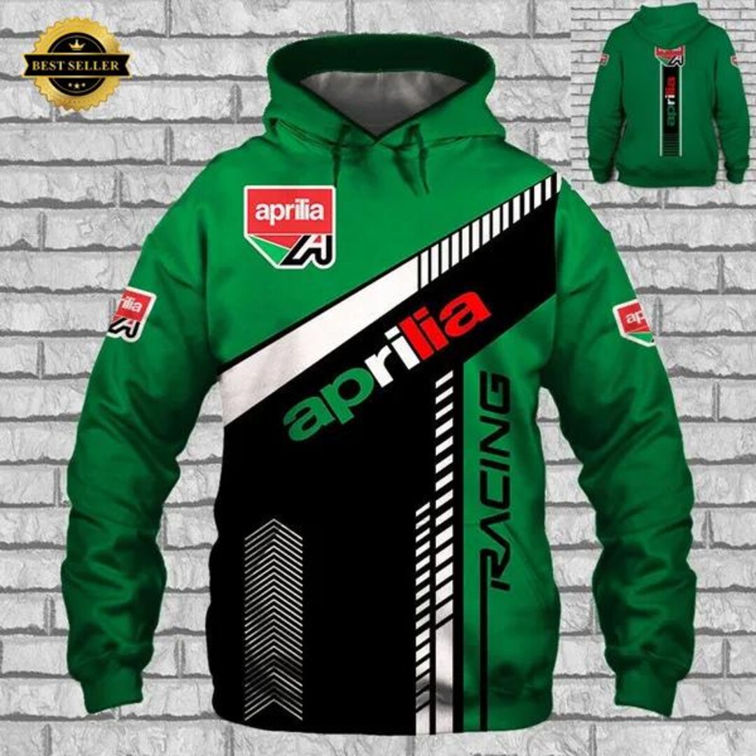 Aprilia Racing 3D Hoodie - Green and Black Motorsport Apparel for ...