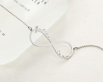 Two Name Heart Necklace, Personalized Name Necklace, Tiny Name Necklace ...