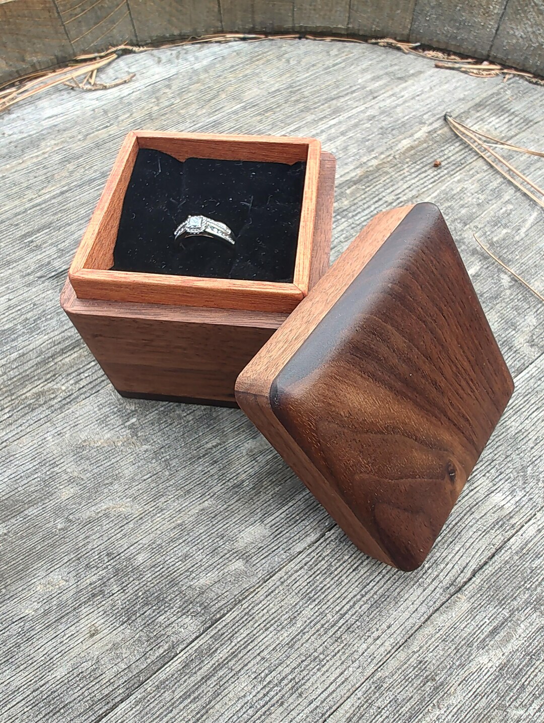 Handmade Walnut Wood Ring Box – Sapele Lined Engagement Proposal - Etsy