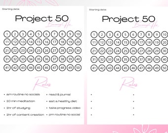 Project 50 Tracker - Etsy