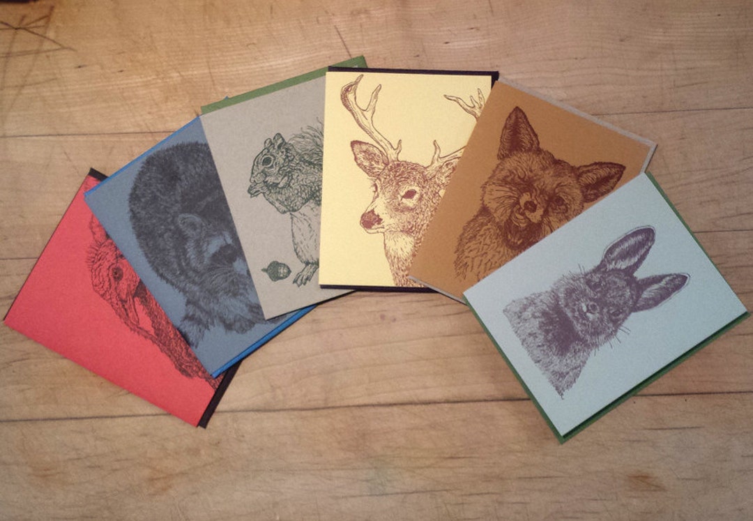 Box Set of 6 Woodland Creatures Cards Original Illustrations ...