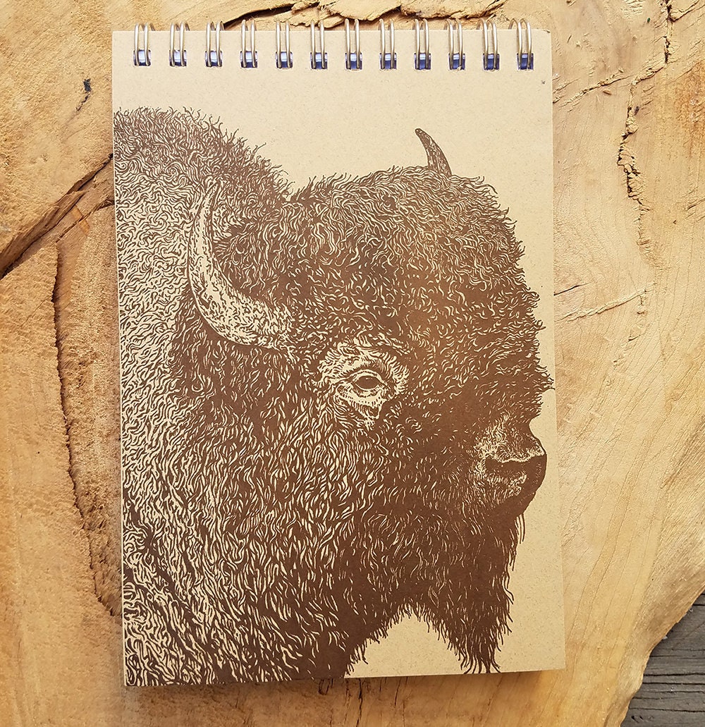 Plains Bison American Buffalo Notebook Original Illustration ...