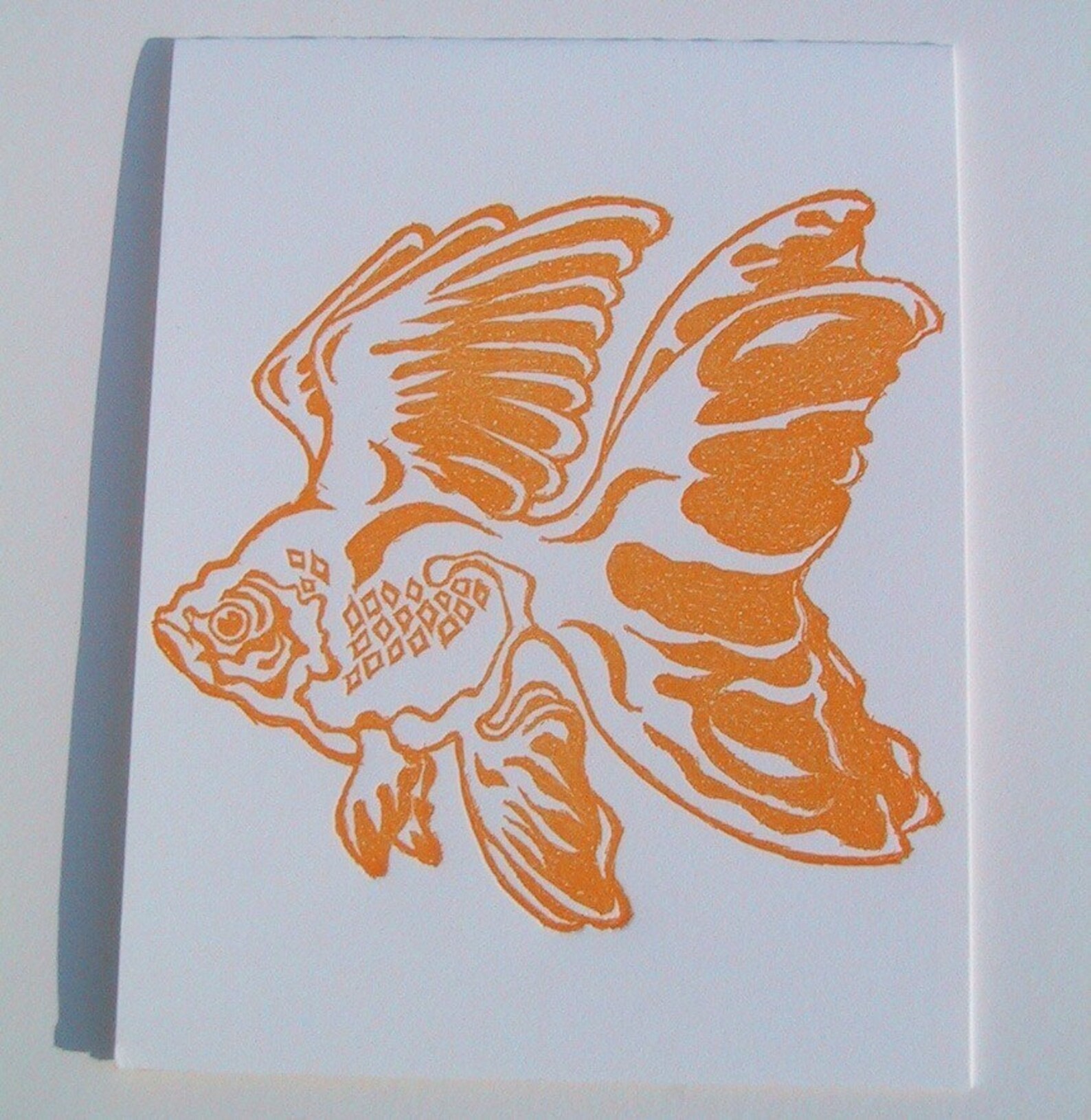 Winged Orange Goldfish Card With Green Envelope - Etsy