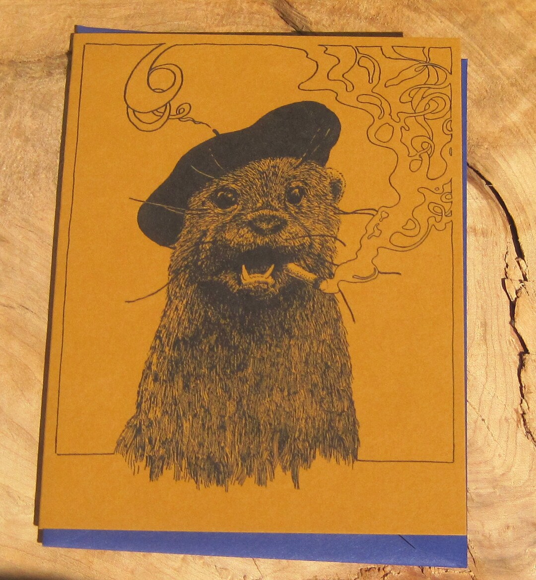 Otter Talking Philosophy Letterpress Greeting Card Original ...