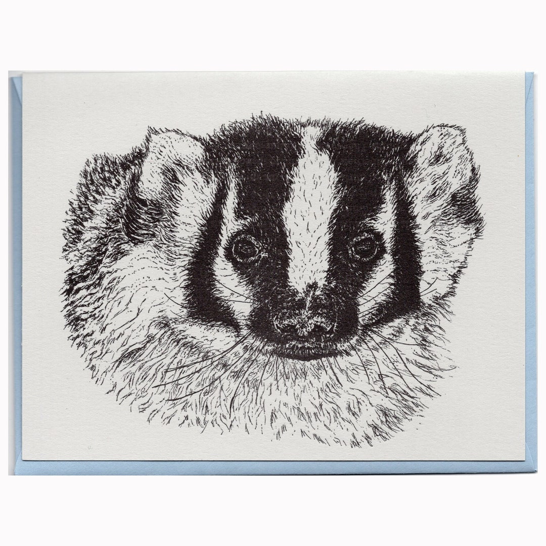 American Badger Card Letterpress Printed Black Ink on Grey Paper ...