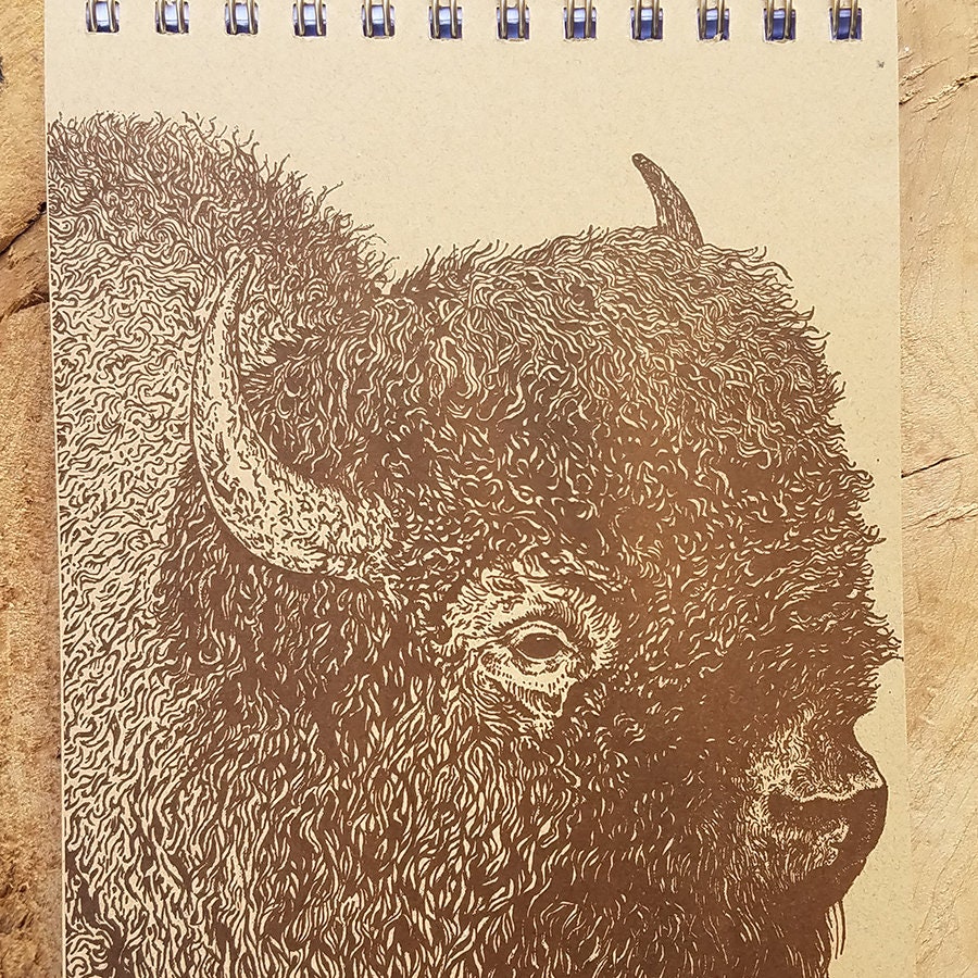 Plains Bison American Buffalo Notebook Original Illustration ...