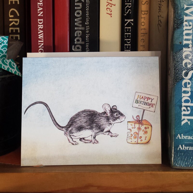Happy Birthday Mouse Card from an Original Pen and Colored | Etsy