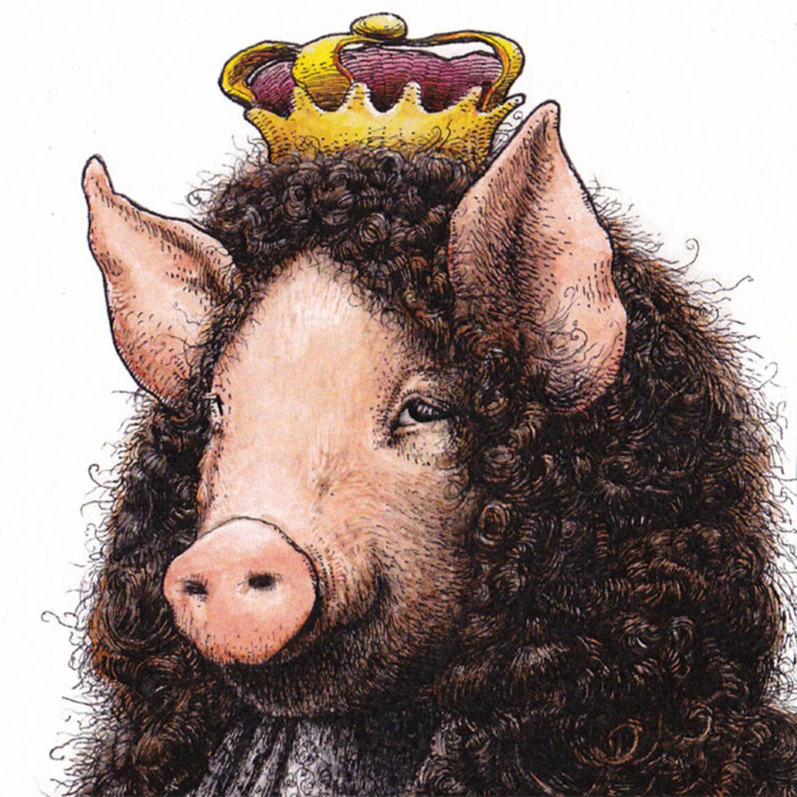 Swine King Card Image From an Original Watercolor Painting Pig Monarch ...