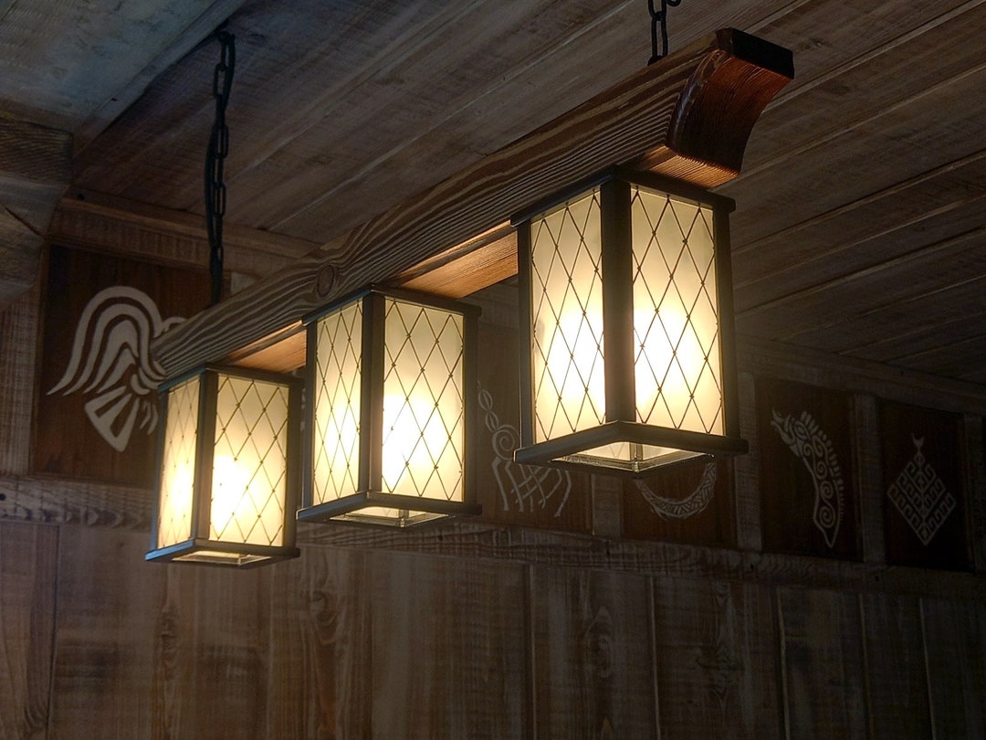 Medieval Style Ceiling Light, Rustic Pendant Light, Lamp With Painted ...