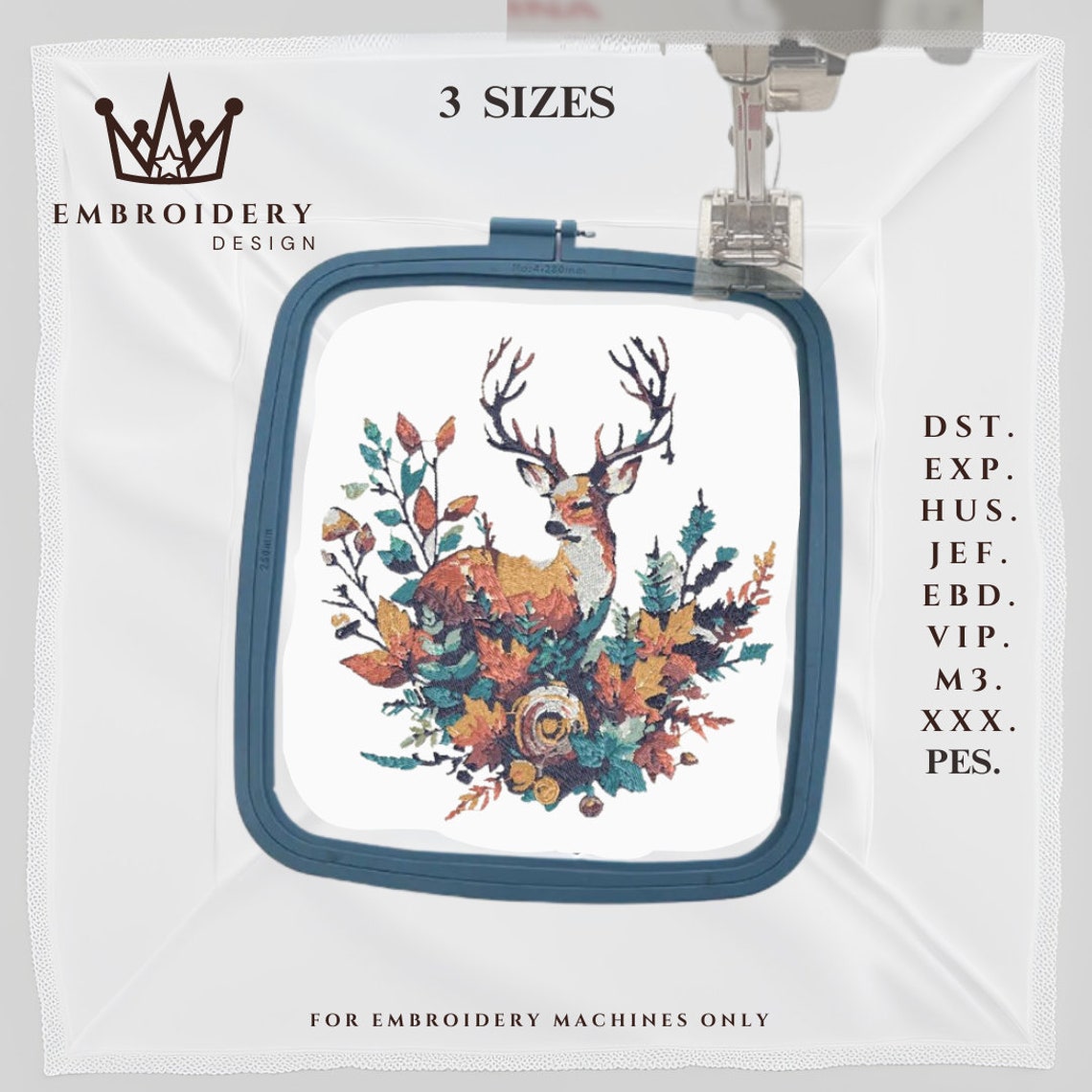 Deer Embroidery Design. Forest Embroidery Design. Animal Embroidery ...