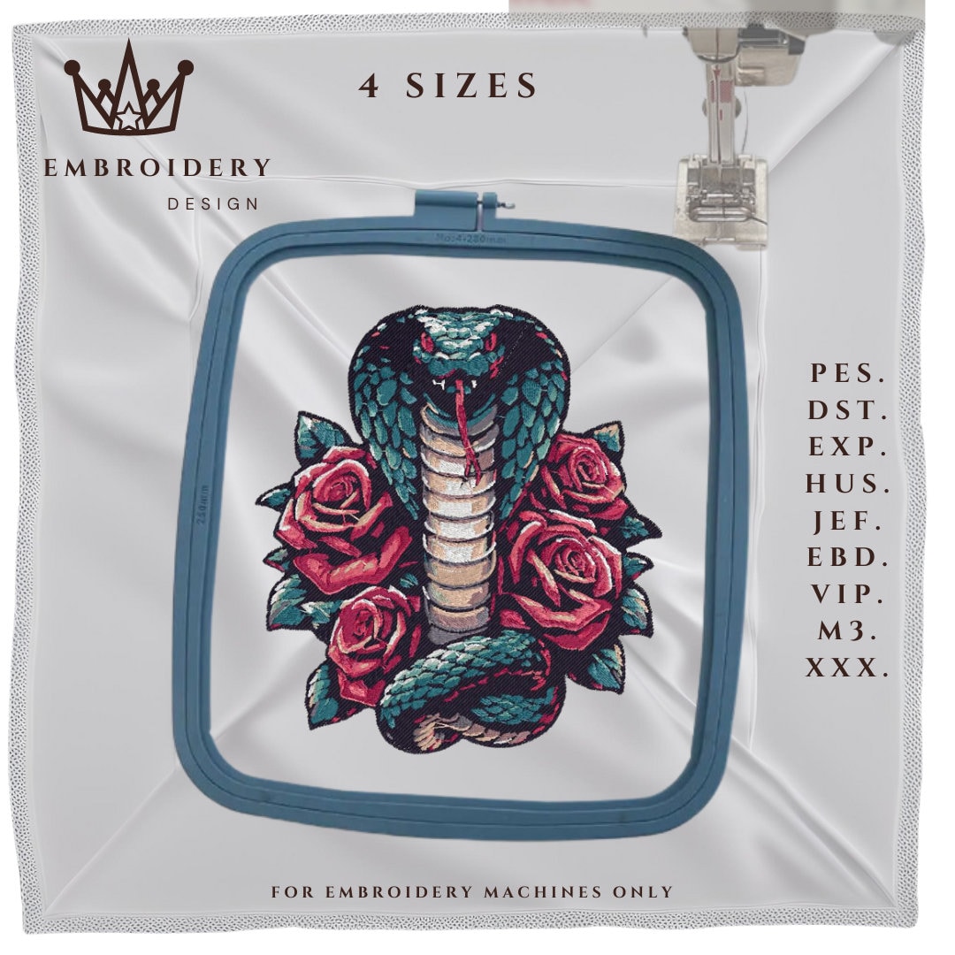Snake Embroidery Design. Rose Embroidery Design. Snake Silhouette ...