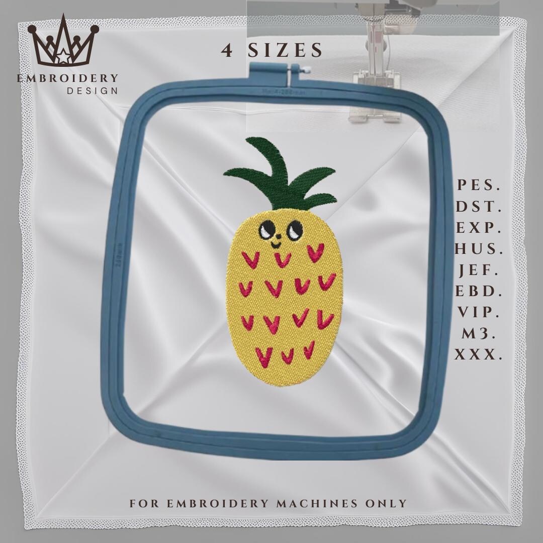 Pineapple Embroidery Design. Fruit Embroidery Pattern. Pineapple ...