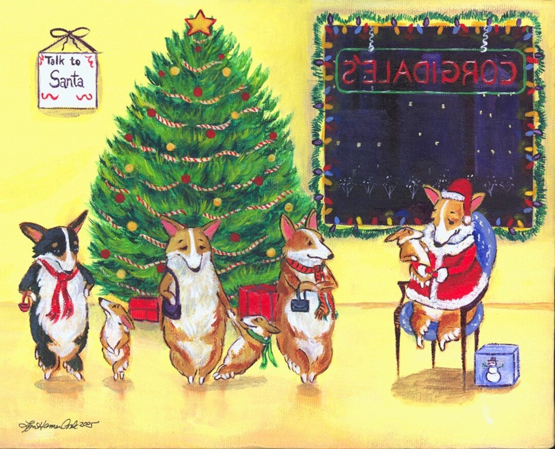 Pembroke Welsh Corgi Humor Waiting for Santa Giclée Fine Art Print - Etsy