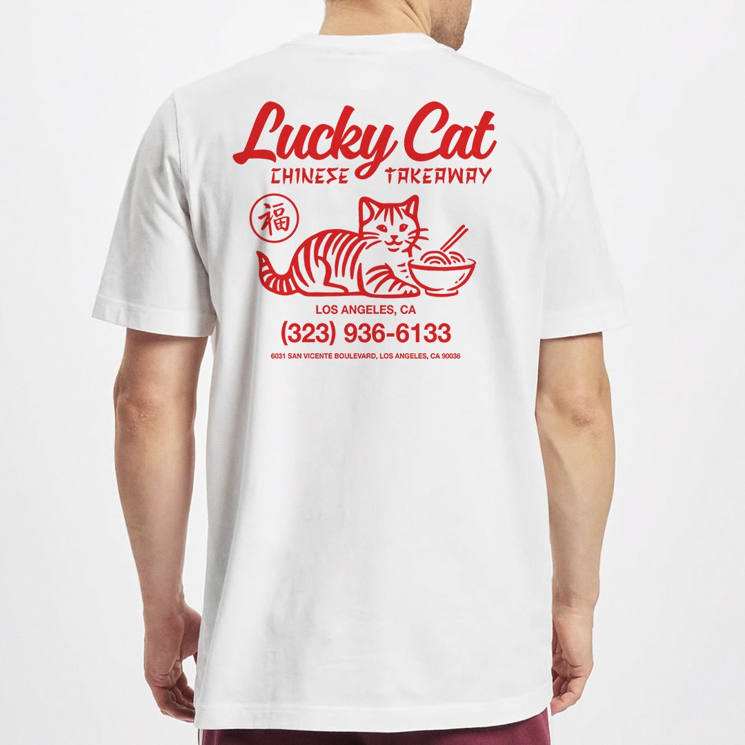 Lucky Cat Chinese Takeaway Retro Graphic T shirt Etsy