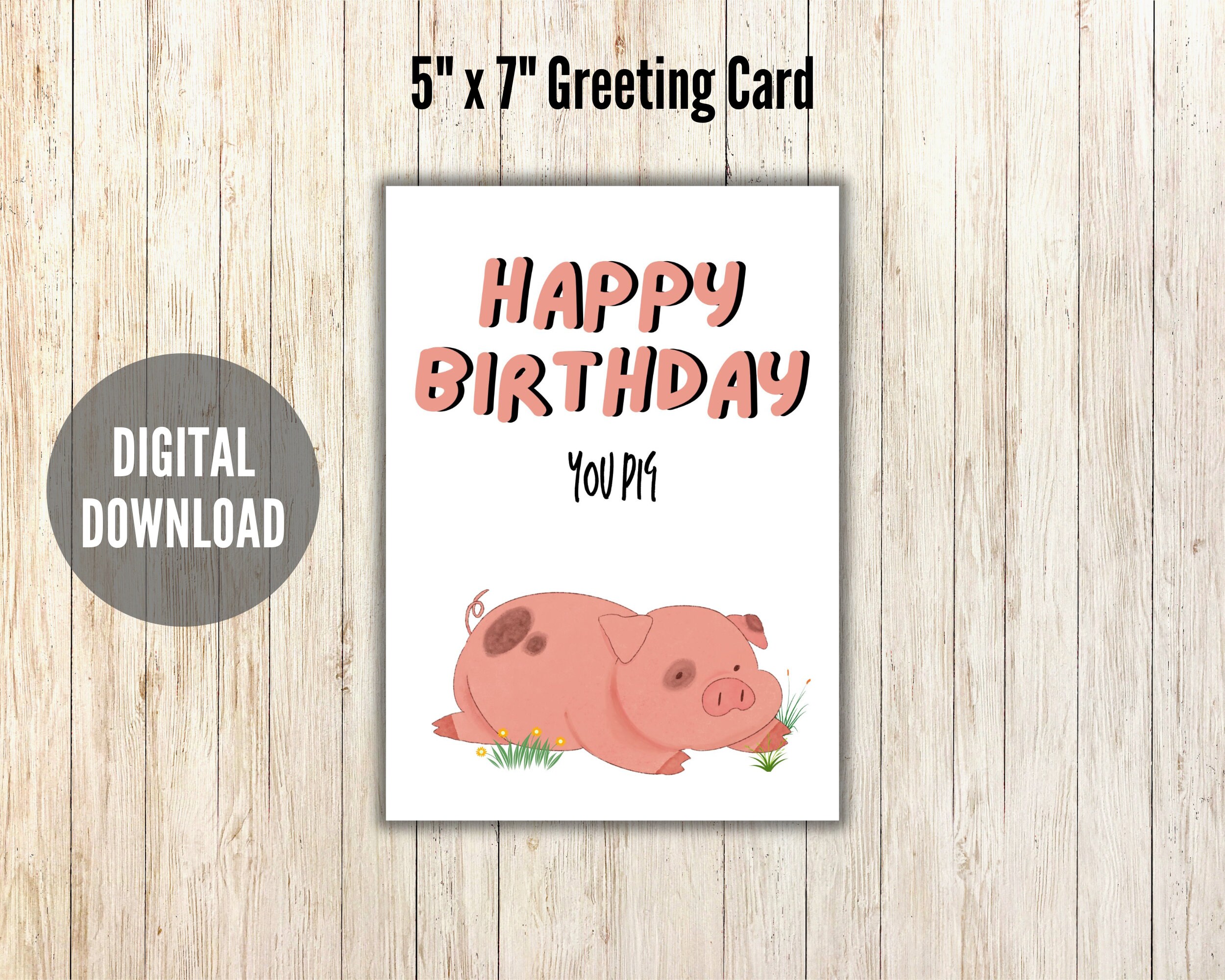 Funny Pig Birthday Card | Printable - Etsy
