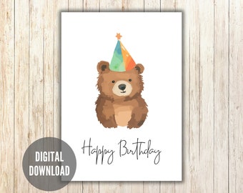 Cute Bear Birthday Card - Etsy