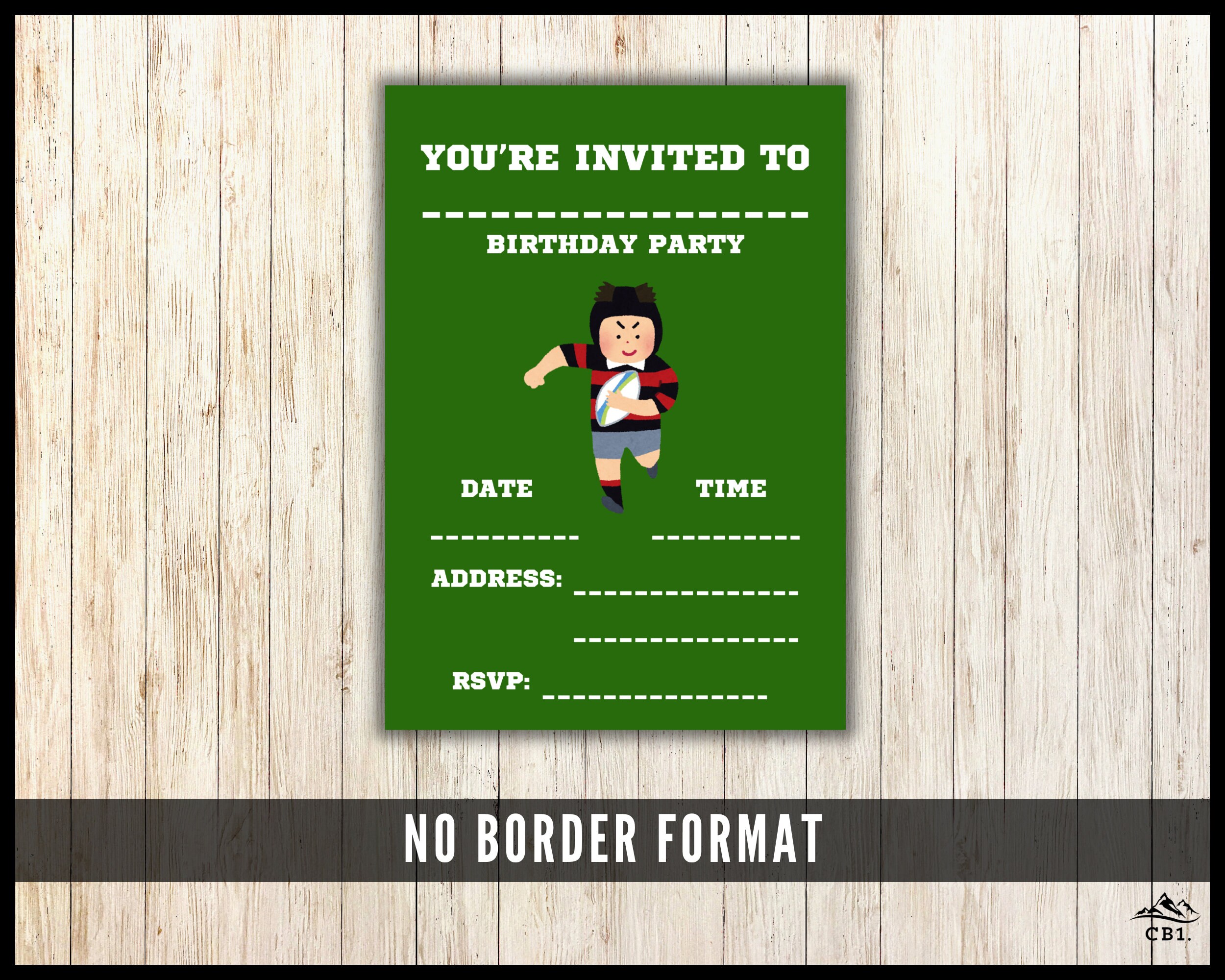 Printable Birthday Invitation Rugby Invite Birthday Invite Instant ...