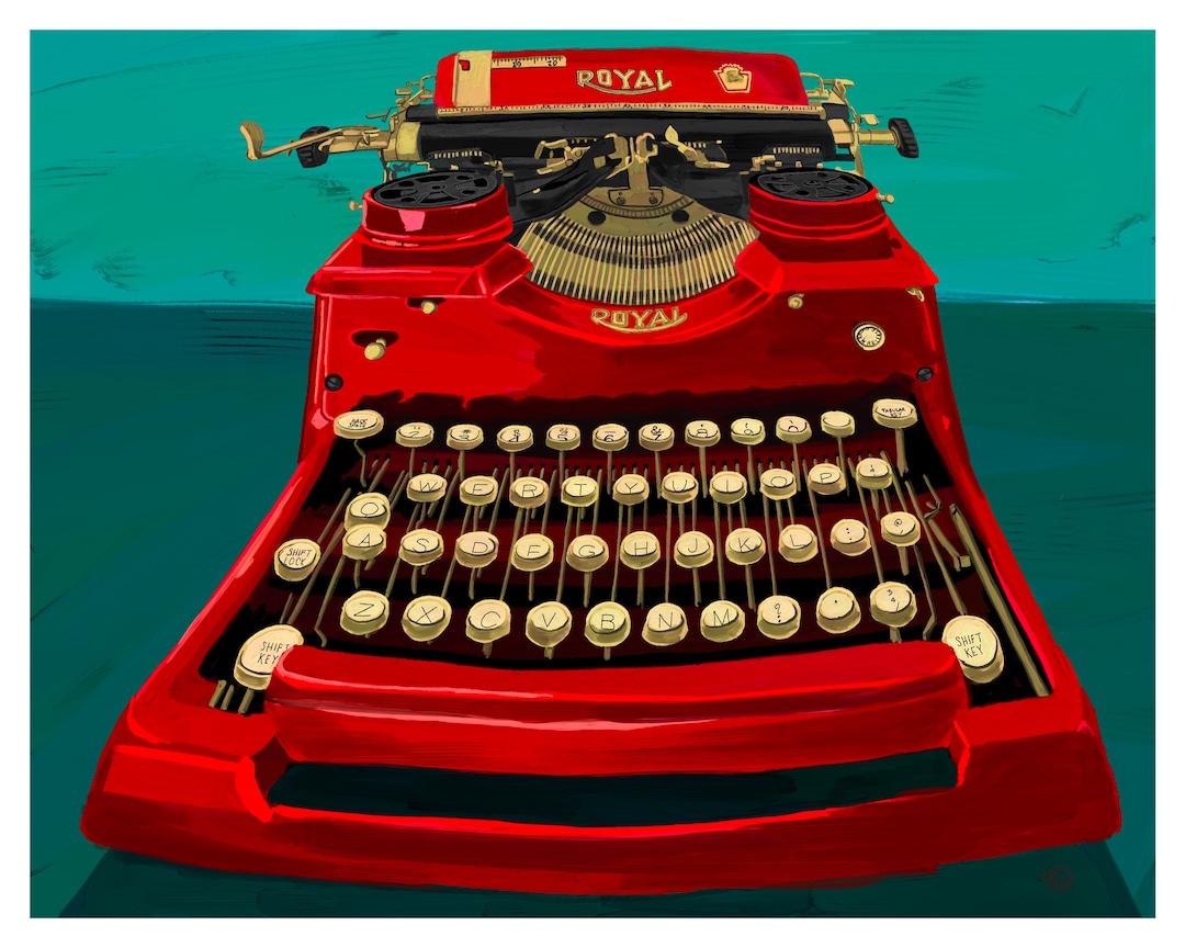 Vintage Red Typewriter Art Print - Etsy