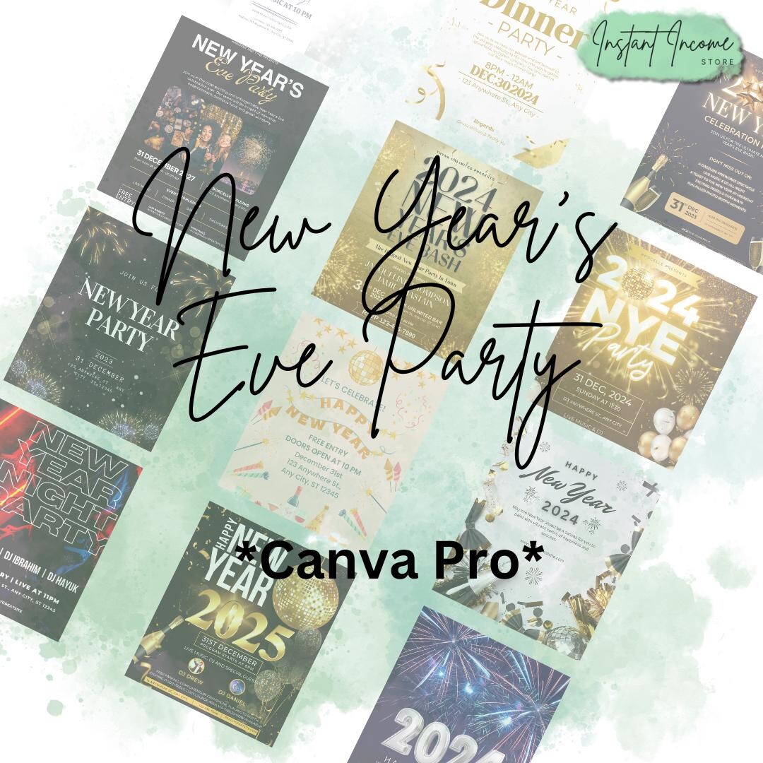 10 Festive NYE Party Flyer Pack Customizable Canva Pro Designs - Etsy