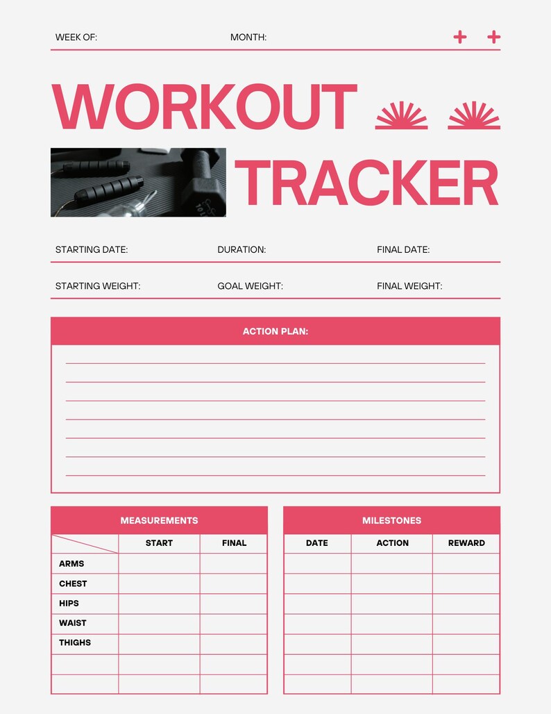 40+ DFY Ultimate Fitness Tracker, Workout Challenge & Meal Planner Bundle | Customizable Canva ...