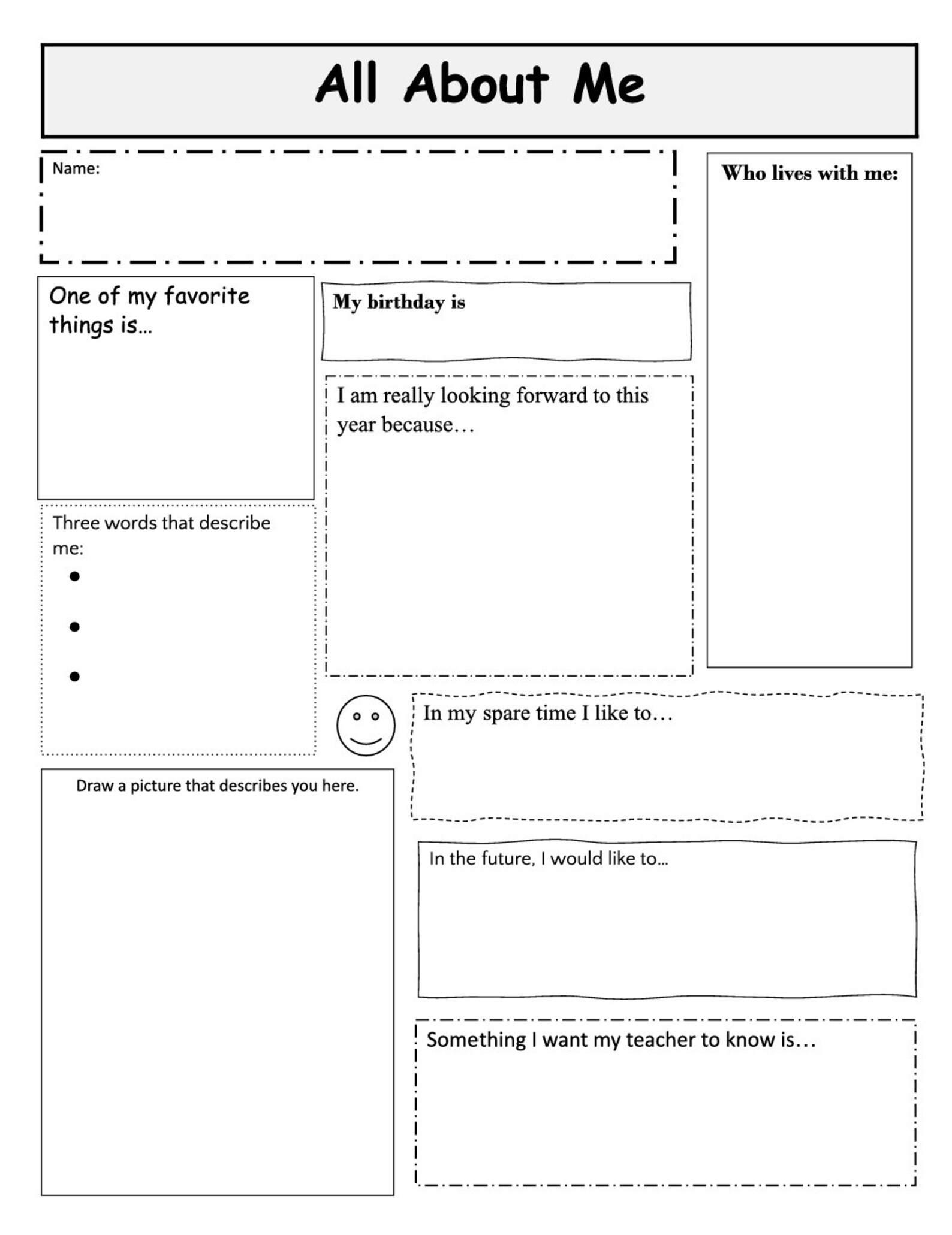 All About Me Back-to-school Printable - Etsy