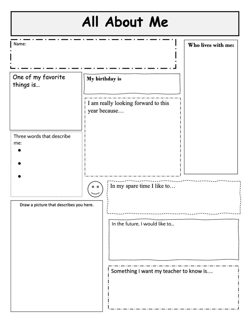 All About Me Back-to-school Printable - Etsy